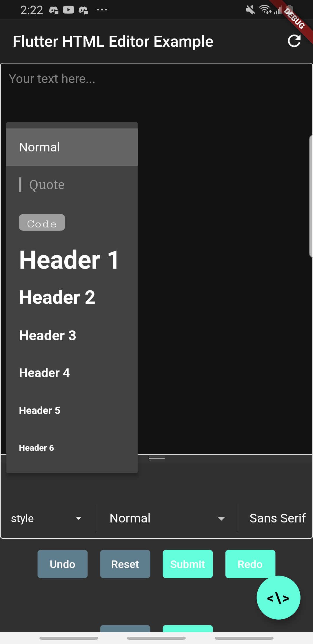 Bottom toolbar dropdown menu expanding above the keyboard · Issue #32 · tneotia/html-editor ...