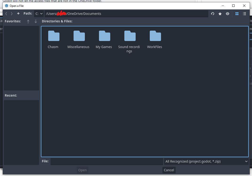 Can't access files/folders outside of OneDrive folder · Issue #75237 · godotengine/godot · GitHub