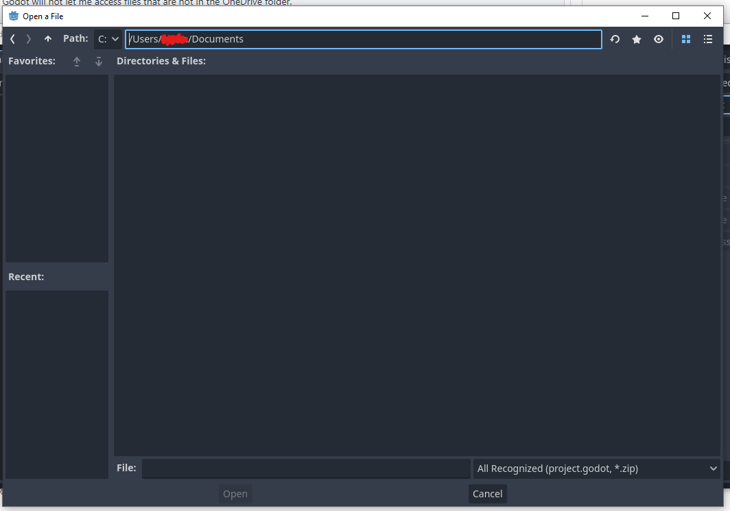 Can't access files/folders outside of OneDrive folder · Issue #75237 · godotengine/godot · GitHub