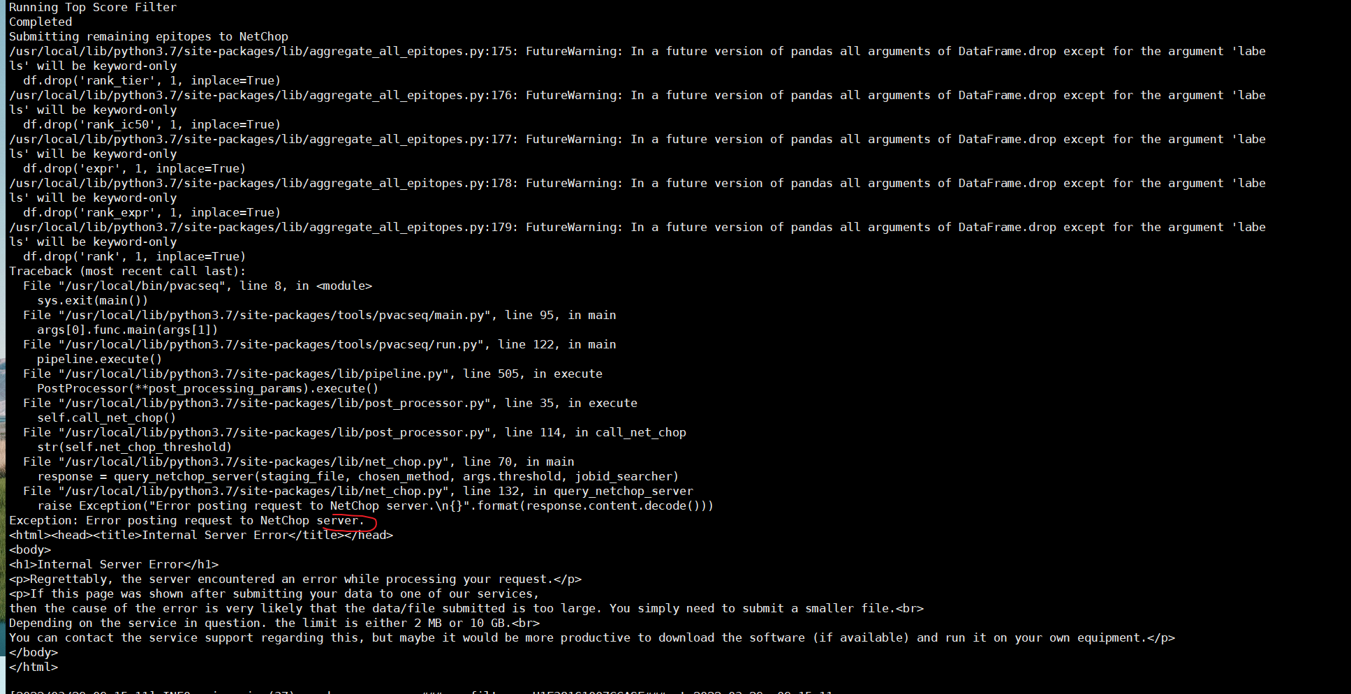 Exception: Error posting request to NetChop server. · Issue #788 · griffithlab/pVACtools · GitHub