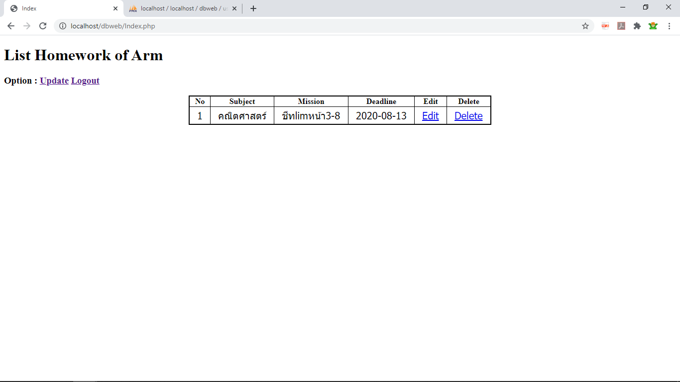 Github Armernuntiya Webhw ออกแบบเว บสำหร บรายช อเก บการบ านจากphpและsql