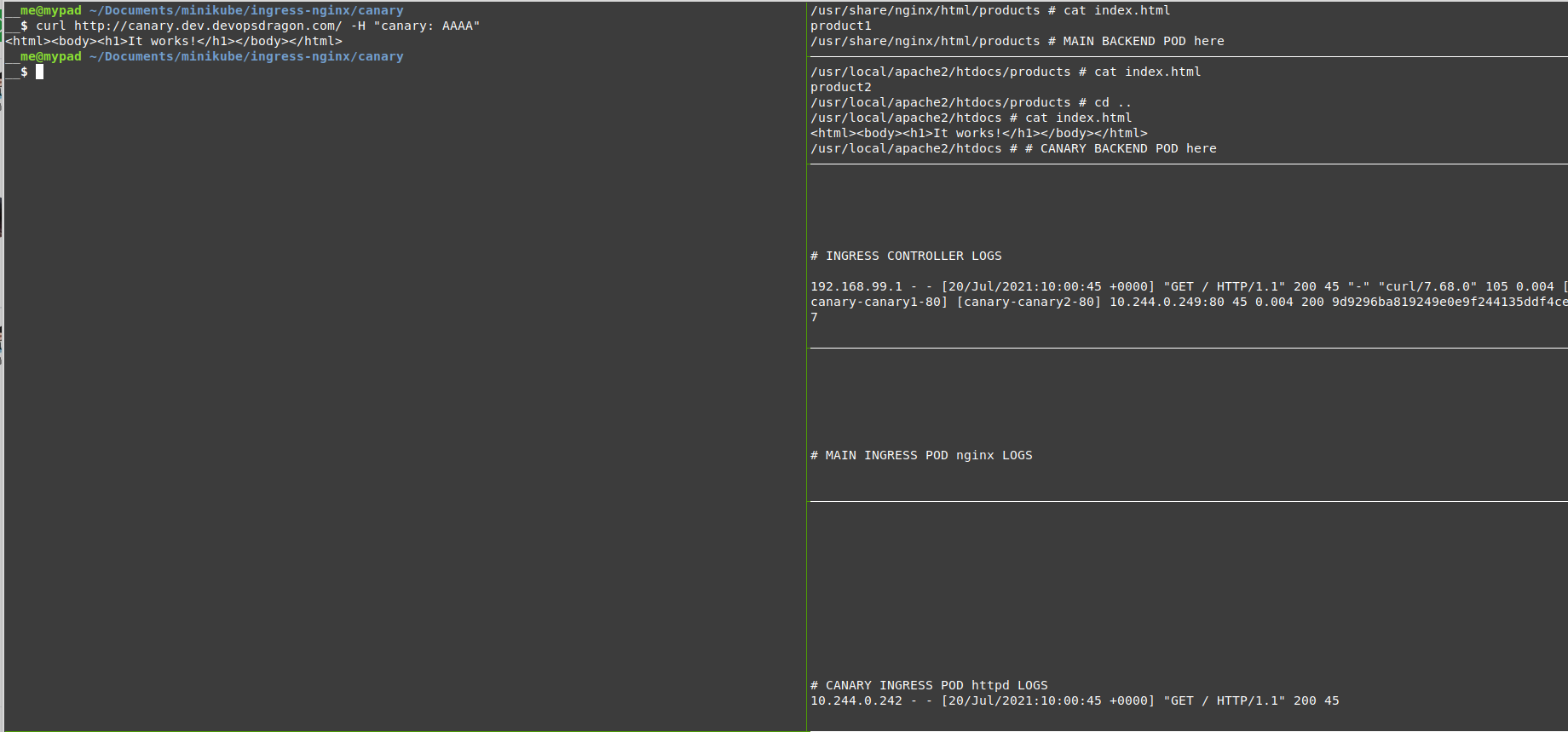 Ingress canary service responded when sending a request with a canary header to an ingress ...