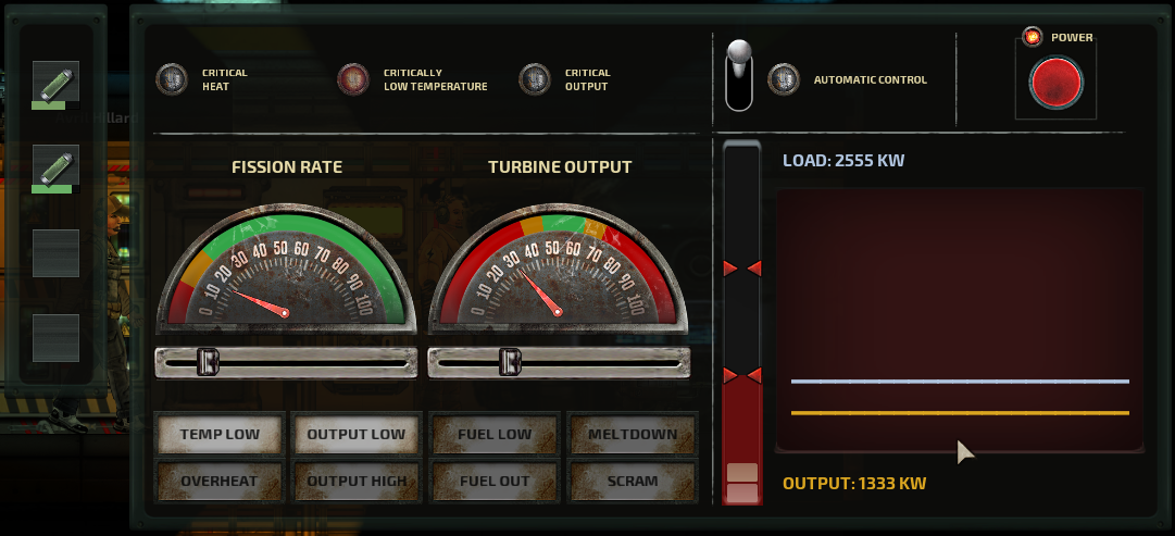 Reactor UI - Fission/Turbine bars is not relative to the load minimum required, and WASD control ...