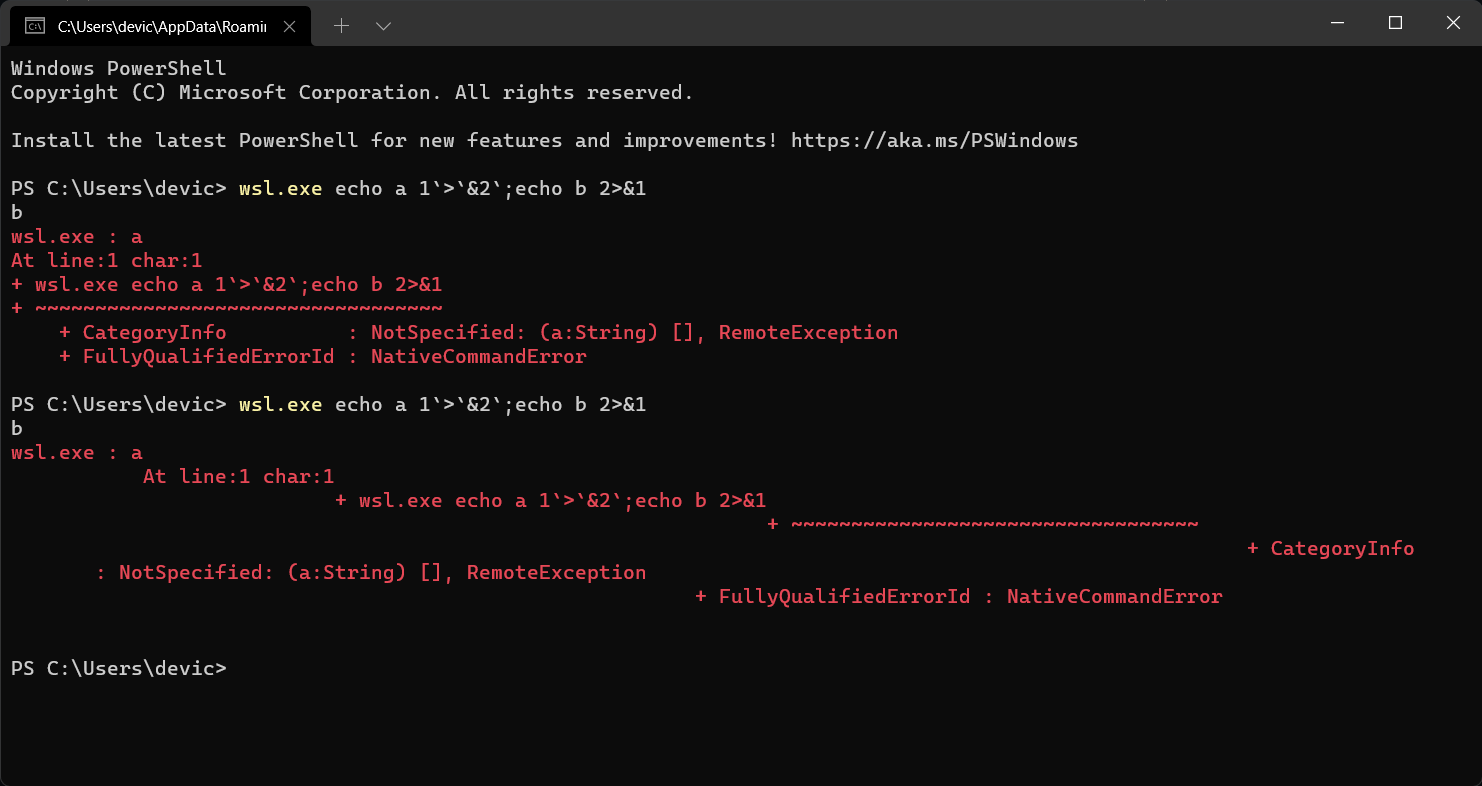 Wsl And Powershell Stderr Redirection Causes Unexpected Whitespace And Indentations In Console