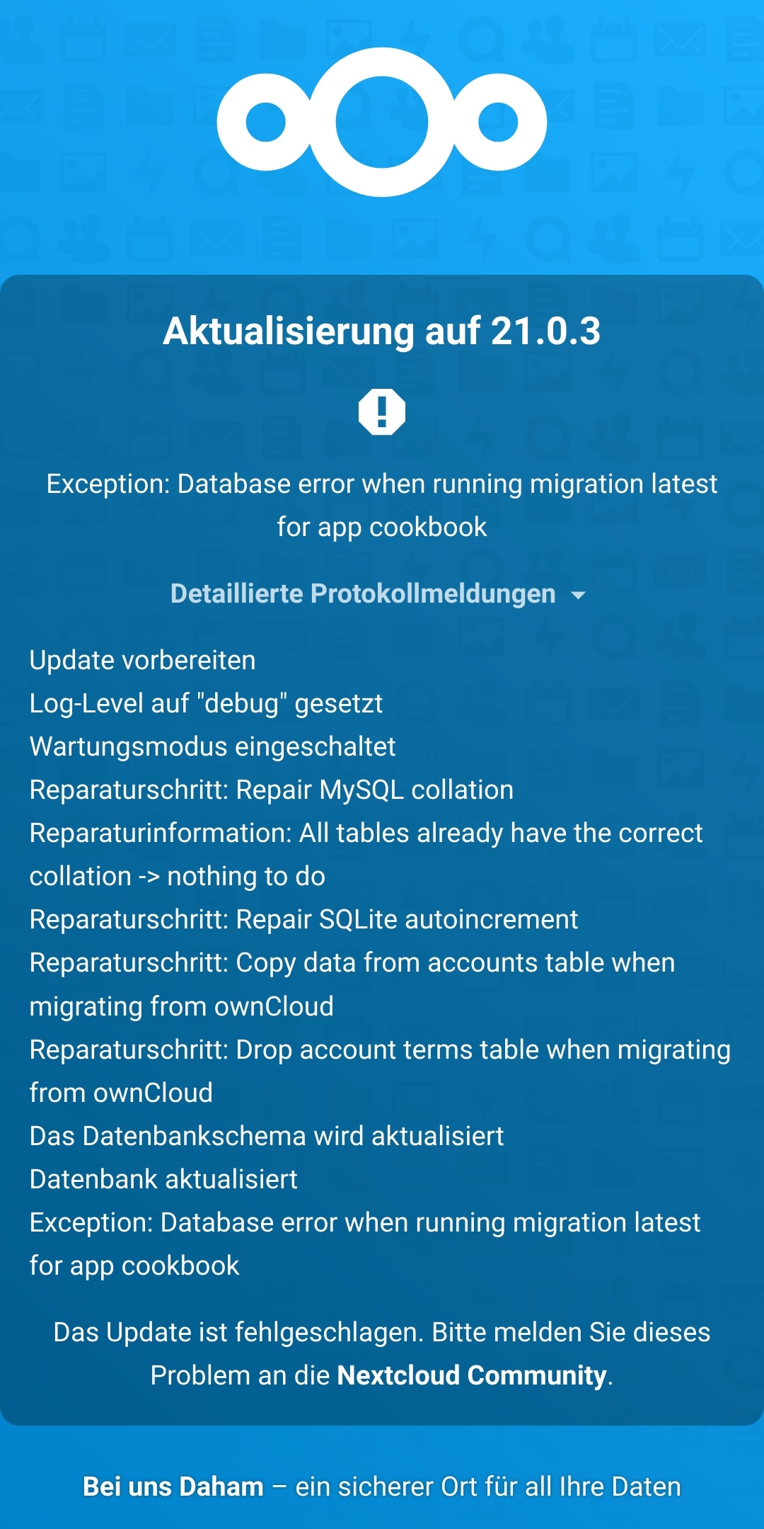 Crash Nextcloud!!!! · Issue #763 · nextcloud/cookbook · GitHub