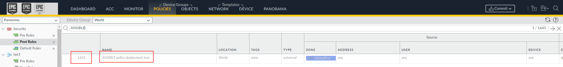 location and existing_rule options don't seem to work as intended ...