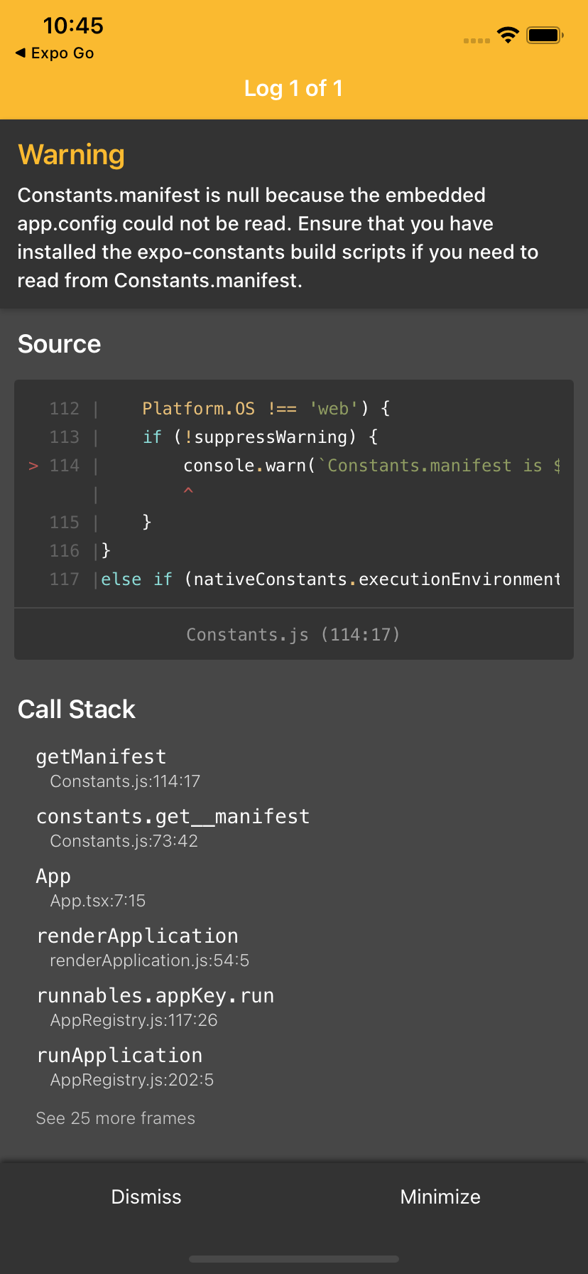Constants.manifest type should reflect that it is null in bare workflow in development · Issue ...