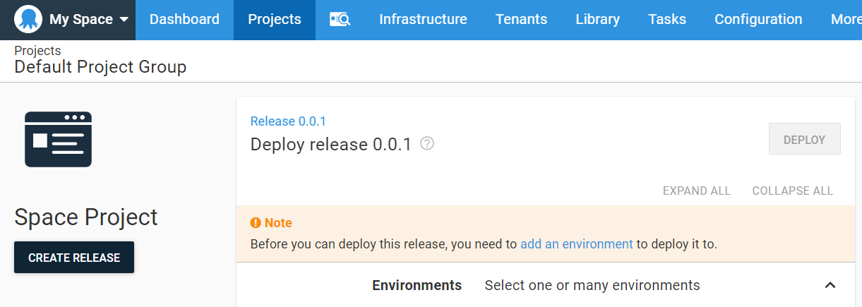 Octopus Server: Releases screen goes boom if your instance/space doesn't have any environments ...