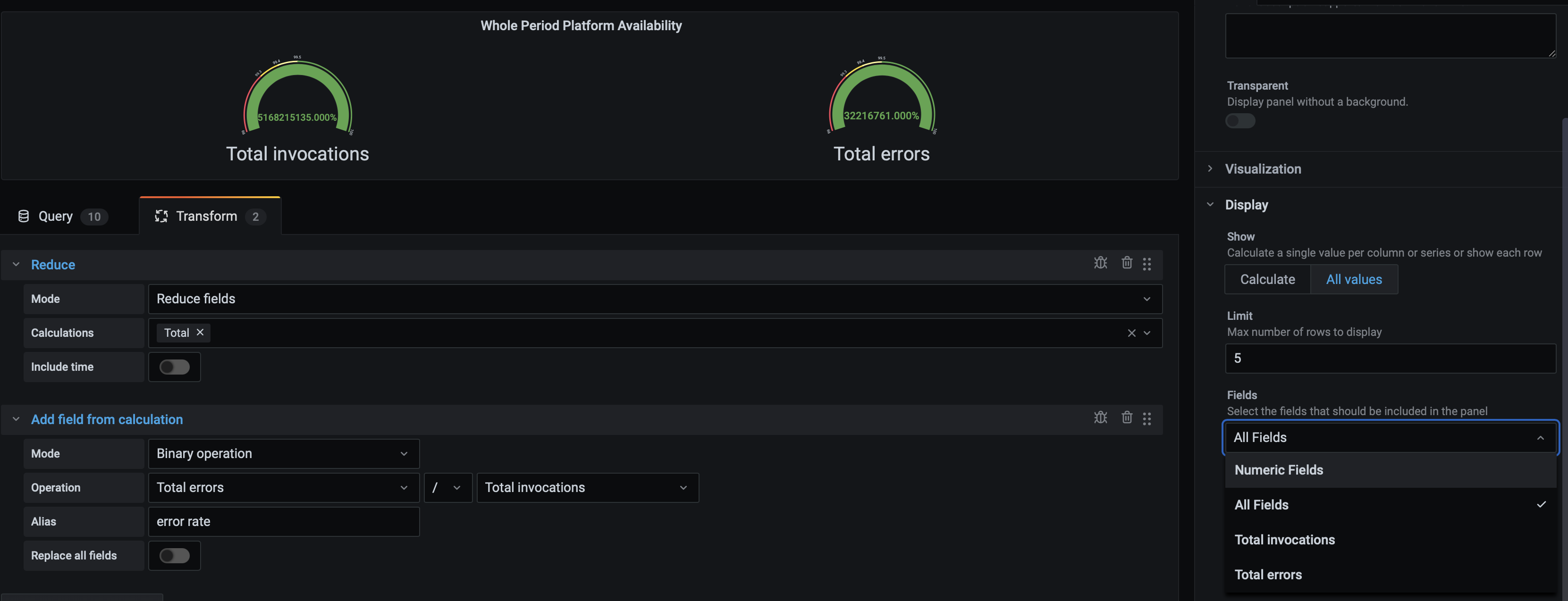 Field from calculation/Reduce Row not working when datasource is cloudwatch · Issue #29666 ...