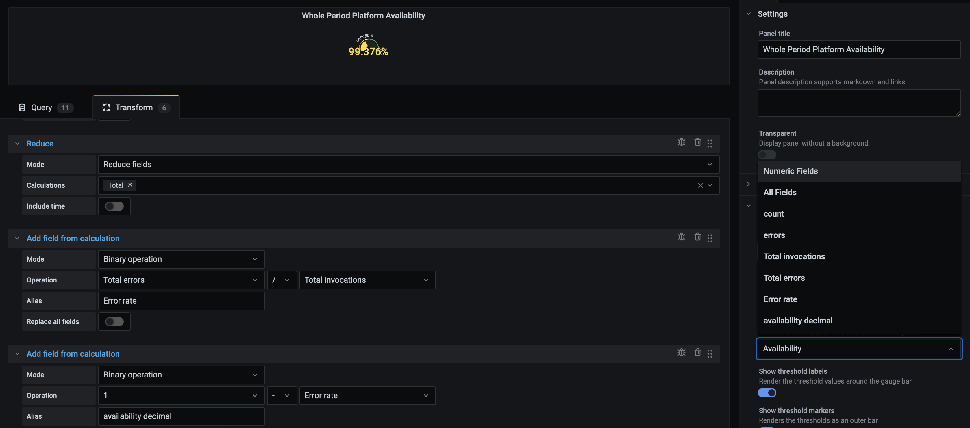 Field from calculation/Reduce Row not working when datasource is cloudwatch · Issue #29666 ...