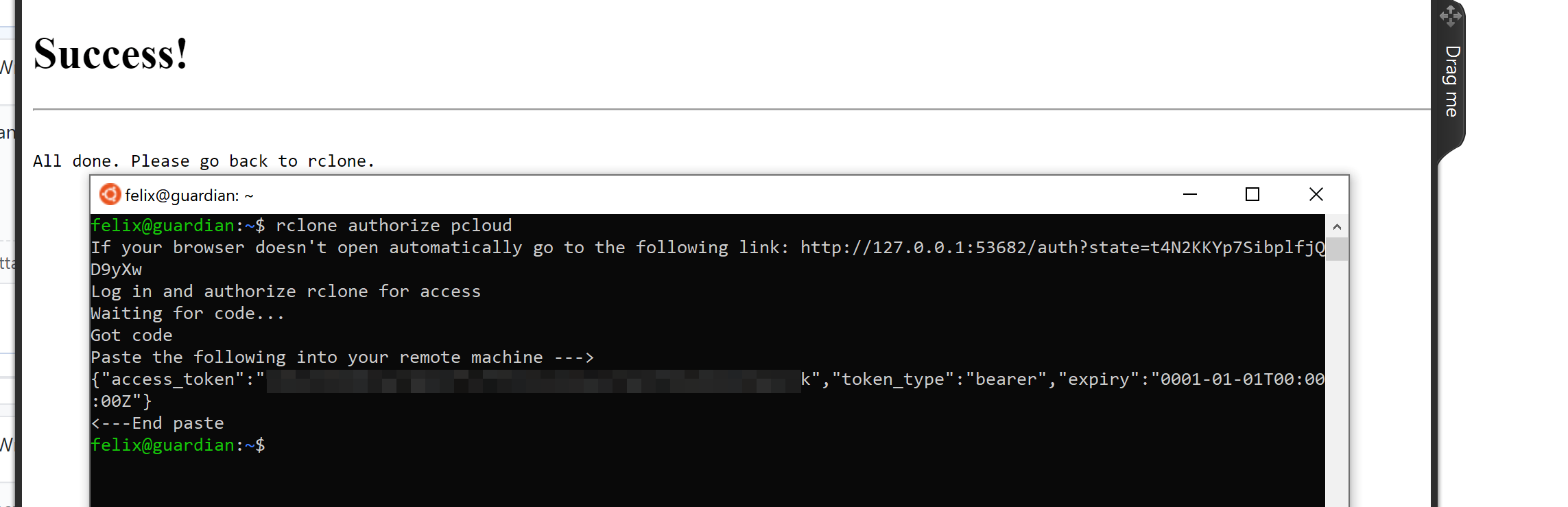missing hostname line in config generated on screen by "rclone authorize " · Issue #4493 ...