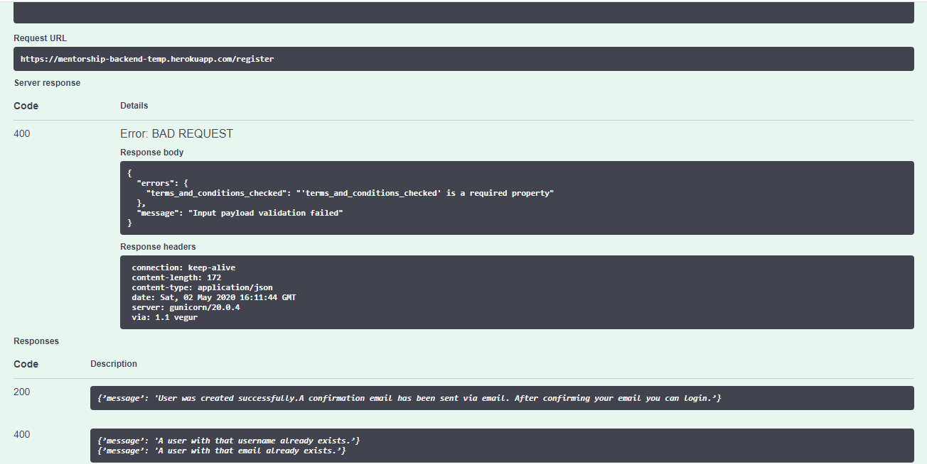 error message for missing required fields under user registration ...