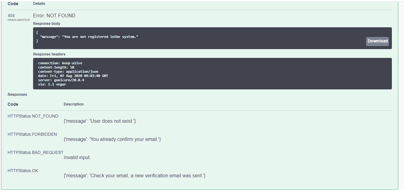 Error message for entering Email id which was not registered a user under "Sends the user a new ...