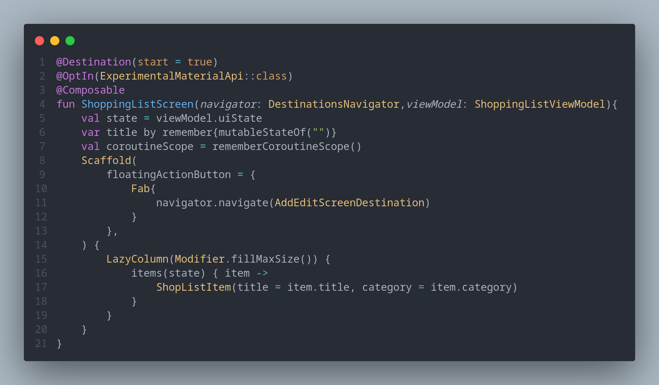 strange no such static method error when passing destination navigator to start screen of app ...