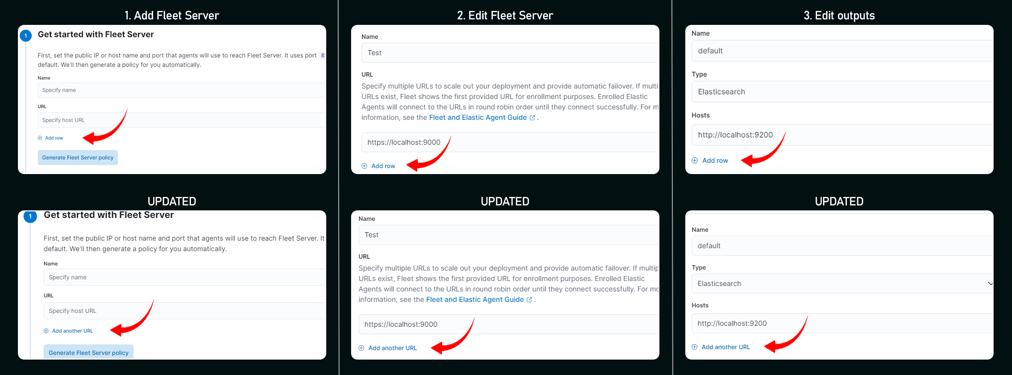 [Fleet]: `Add row` button is available instead of `Add another URL` under Edit Fleet Server ...