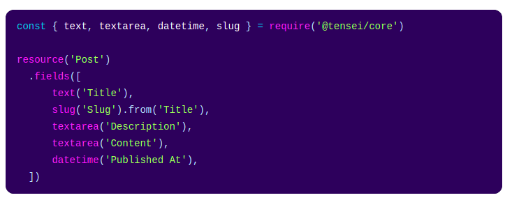 datetime case mixed up in the Getting Started doc · Issue #97 · tenseijs/tensei · GitHub