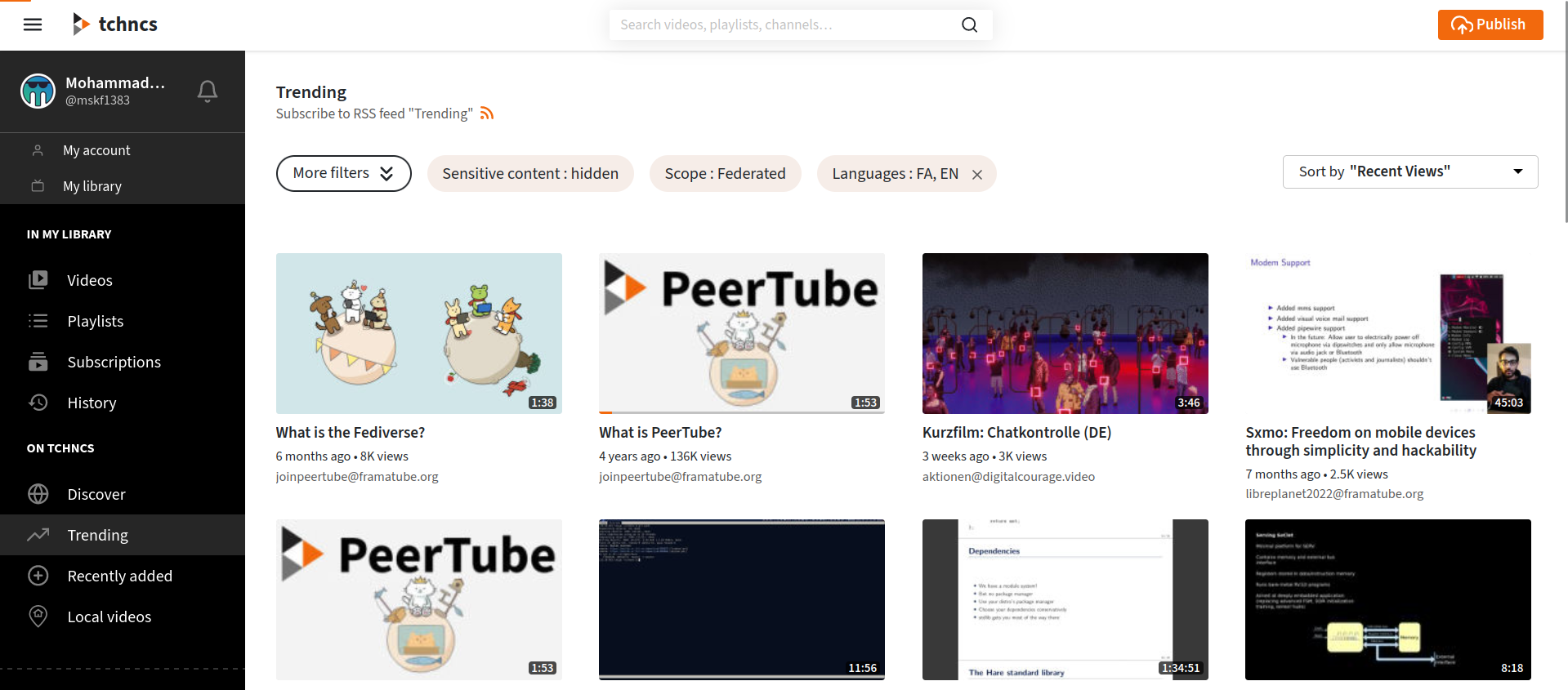 content go behind of sidebar in RTL · Issue #5385 · Chocobozzz/PeerTube · GitHub