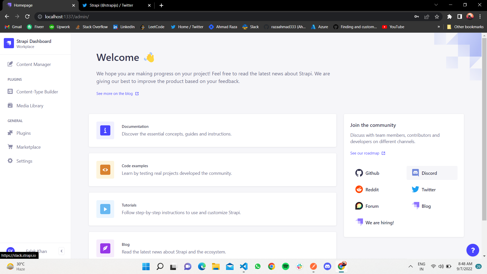 discord icon directs to slack URL on homepage of admin · Issue #14330 · strapi/strapi · GitHub