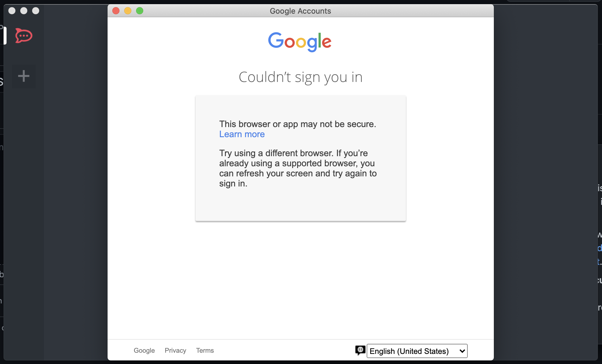 Google SSO login fails (browser not supported) · Issue #22210 · RocketChat/Rocket.Chat · GitHub