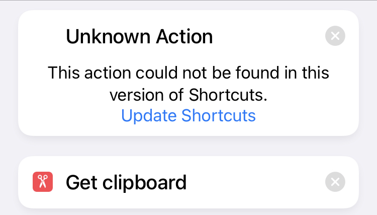 Unknown Action Presented for Pythonista Edit Script / Run Script Actions In Shortcuts on iOS 15 ...