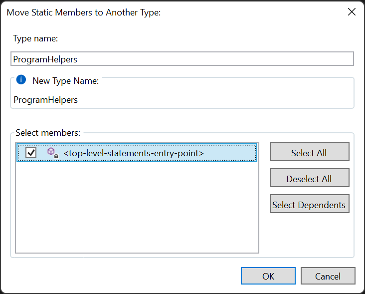 Move static members to another type is suggested for top-level statements · Issue #59470 ...