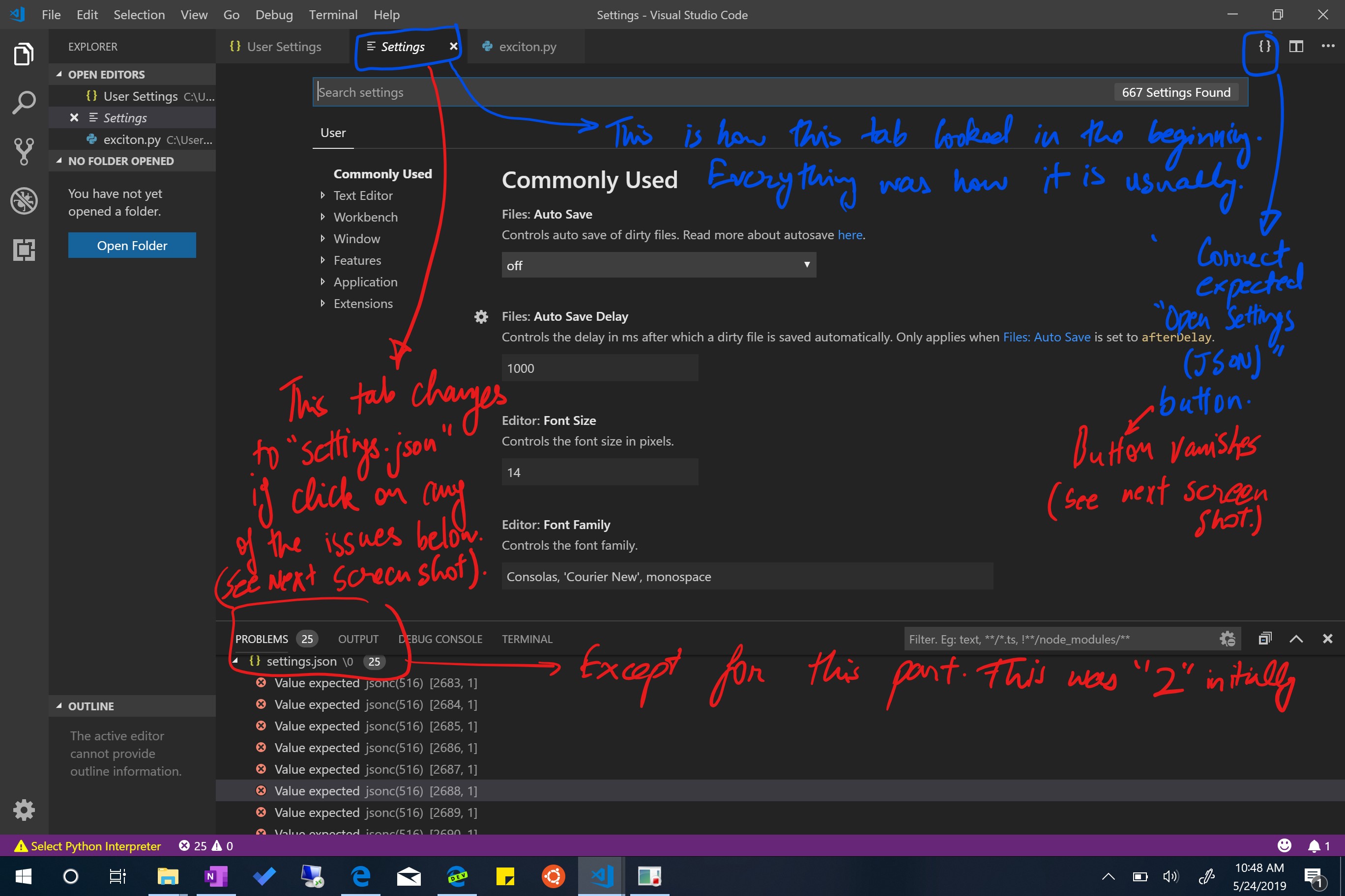 Weird bug in settings.json that adds commas in newlines when changing ...