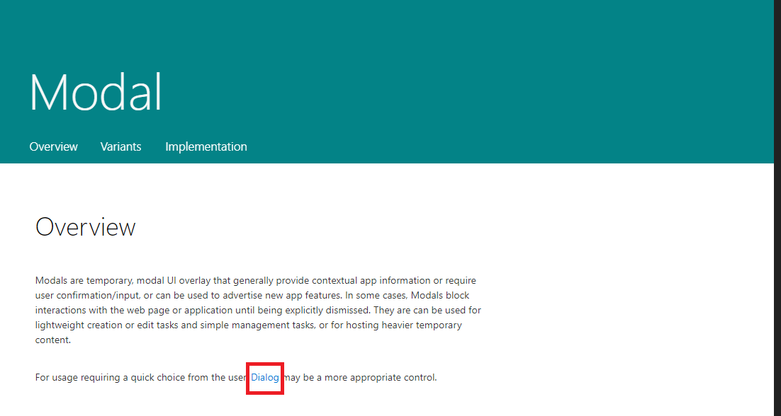 Docs Broken Link From Modal To Dialog Component · Issue 2250 · Microsoftfluentui · Github
