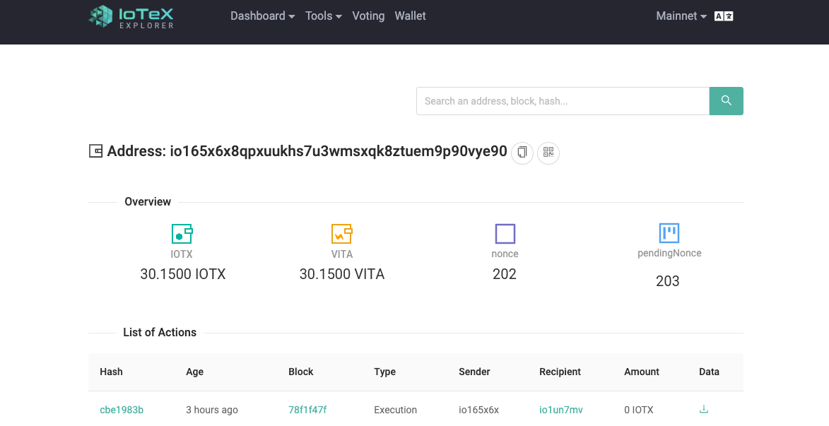 Add VITA Balance in Explorer · Issue #983 · iotexproject/iotex-desktop-wallet · GitHub