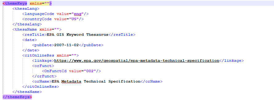 EPA Upgrade/Clean needs to fix incomplete EPA Keywords thesaName Section · Issue #100 · USEPA ...