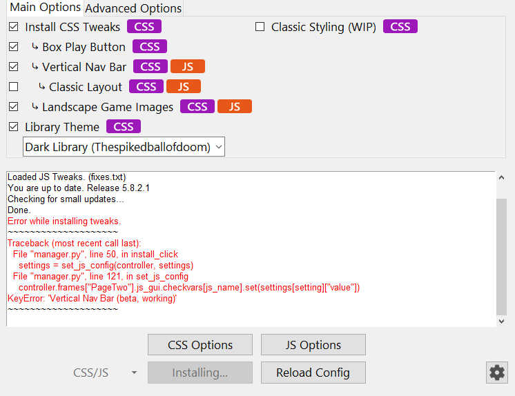 Error when installing tweaks (see image) · Issue #41 · Jonius7/SteamUI-OldGlory · GitHub