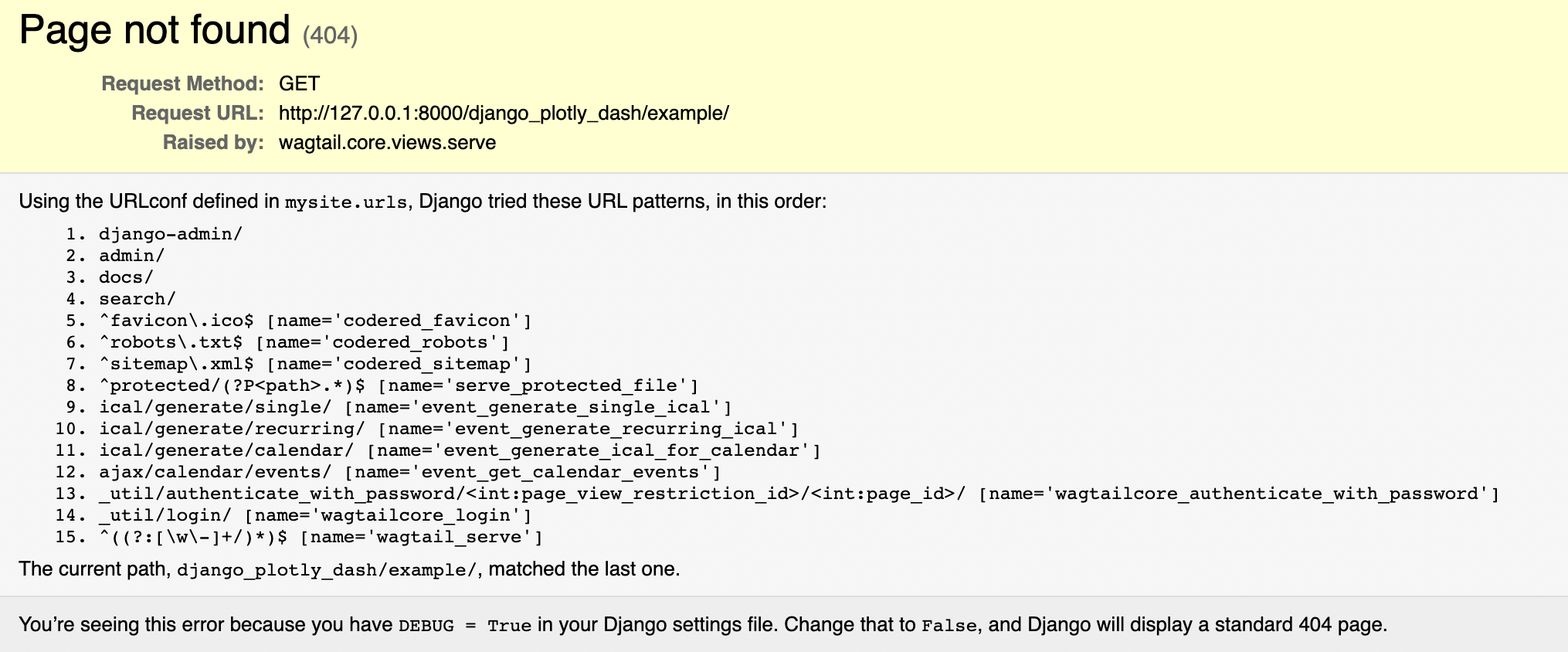 Unable to find app in conjunction with Wagtail 404 URL · Issue #386 · GibbsConsulting/django ...
