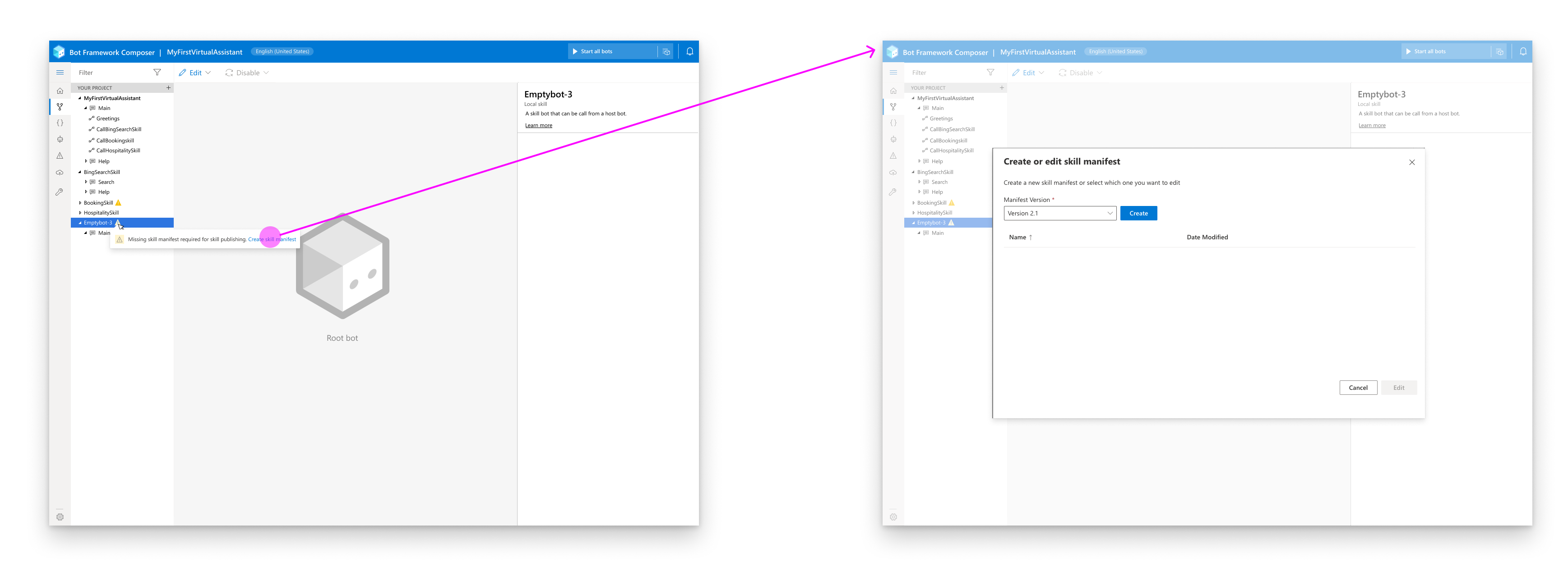 R13 Bugbash: Need more clear description for warning of "Missing skill manifest" · Issue #7170 ...