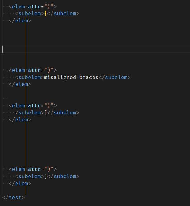 Unwanted Bracket Matching Guidelines Appear If You Have Or Inside Xml Element Content