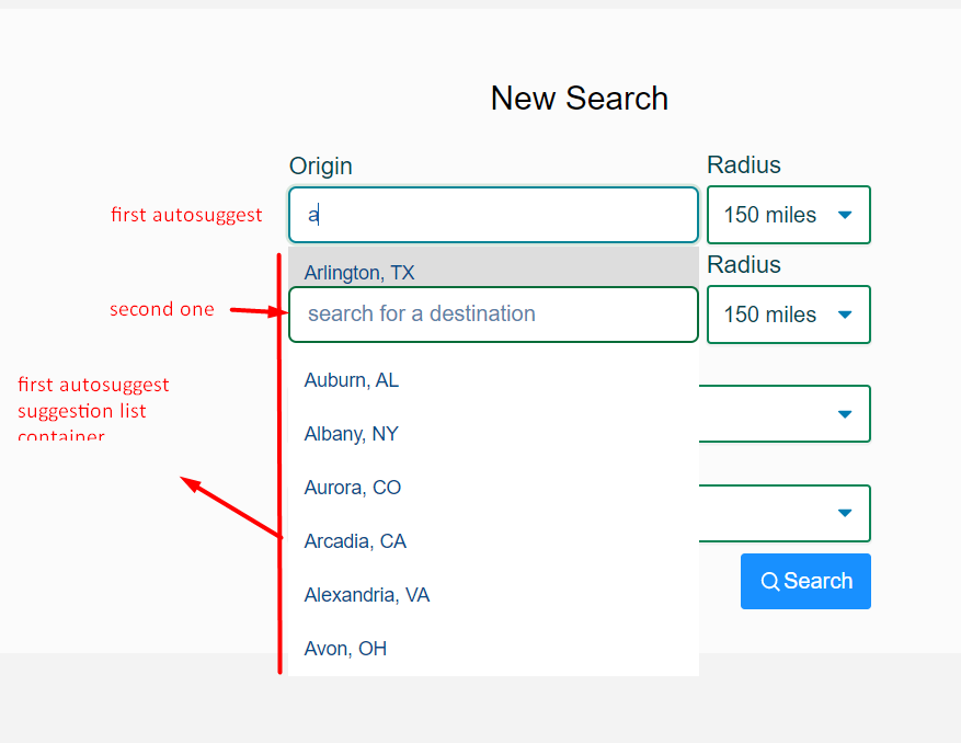 two autosuggest components not stacking on top of each other · Issue ...