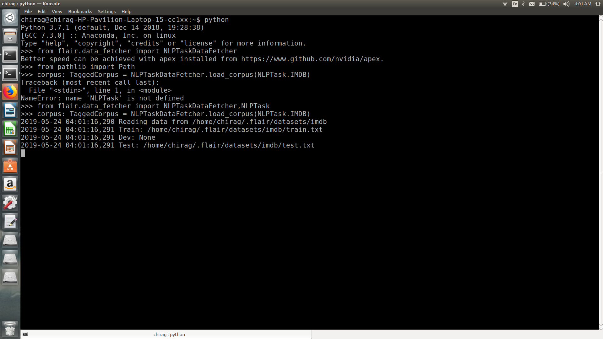 Problem During Execution · Issue #748 · flairNLP/flair · GitHub