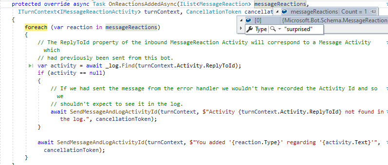 teams message reaction should send message id and type of reaction in ...