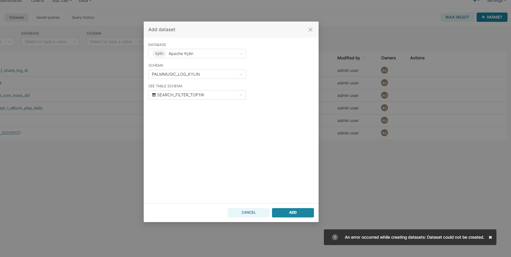 kylin table in the database cannot be added · Issue #19645 · apache/superset · GitHub