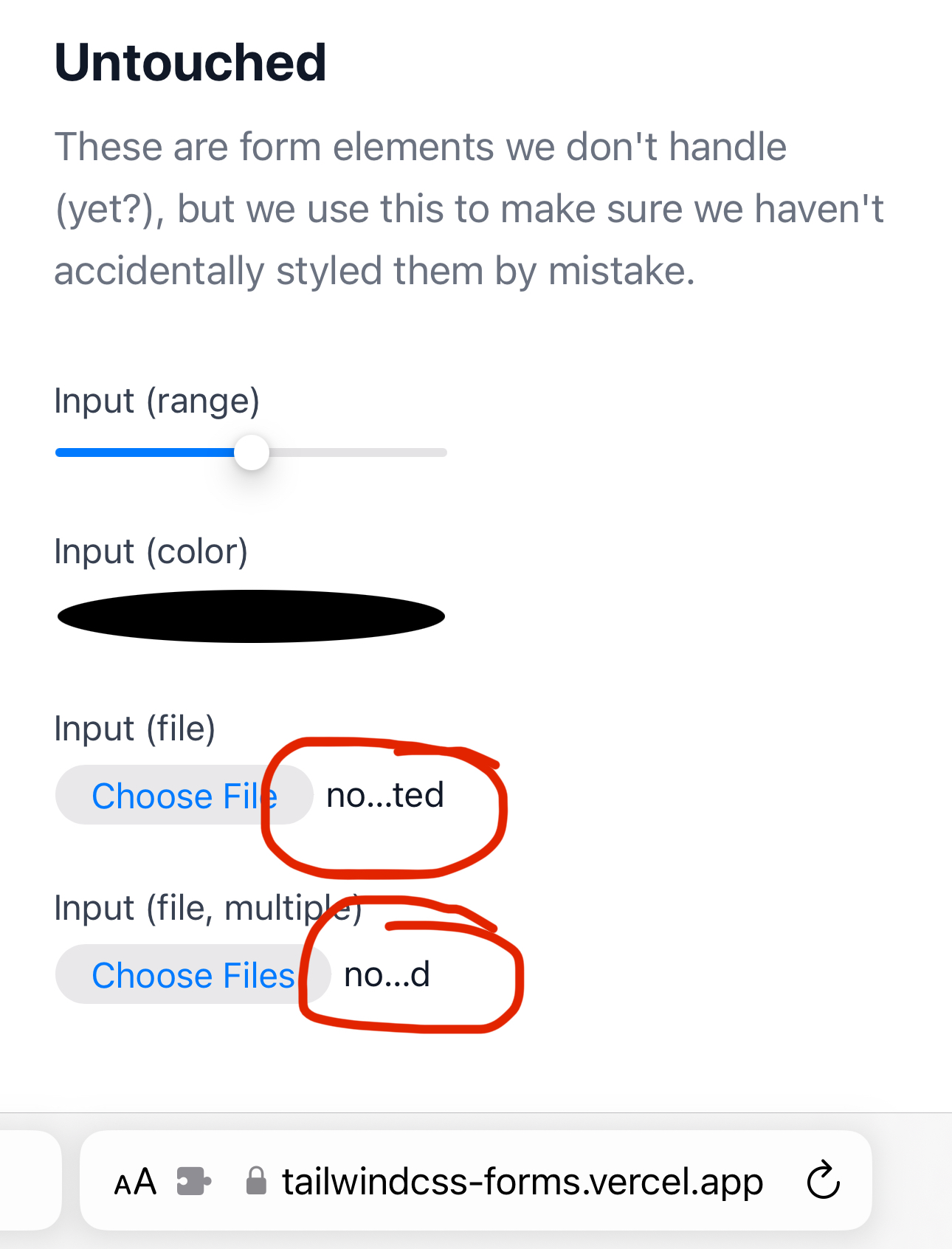 “No file selected” text cut off on mobile · tailwindlabs tailwindcss · Discussion #12203 · GitHub