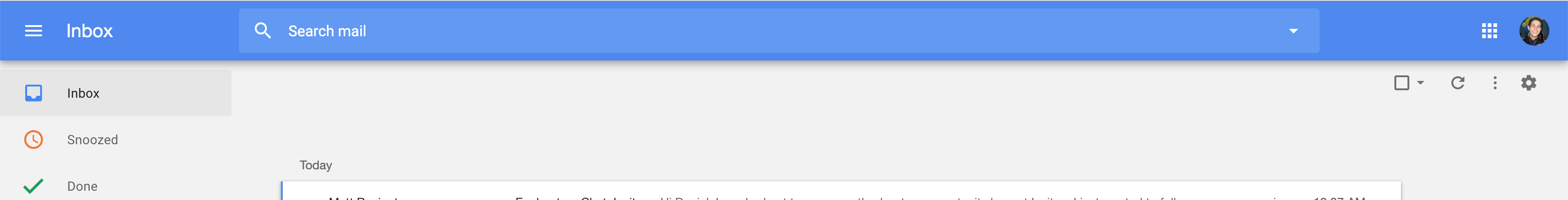 Large blank space above Inbox email list when using 'Unread First' or ...