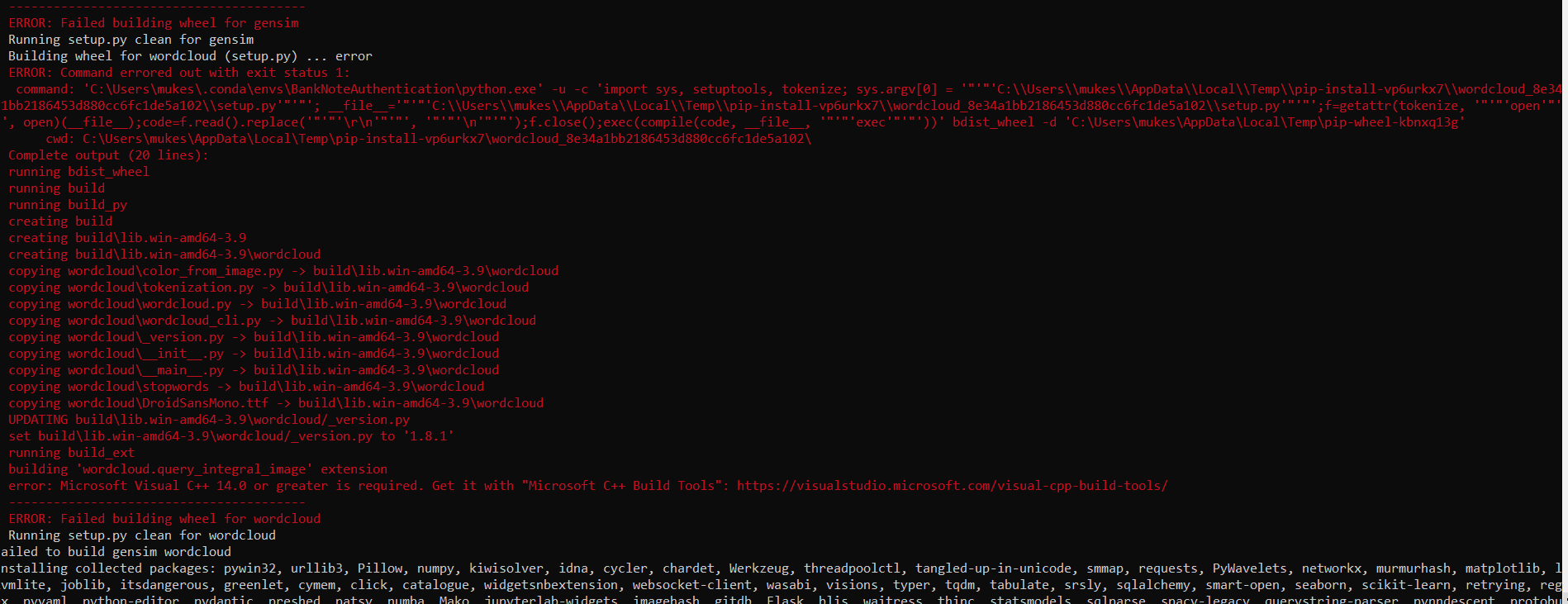 Unable To Install Pycaret On My Virtual Envioronment · Issue 1113 · Pycaret Pycaret · Github