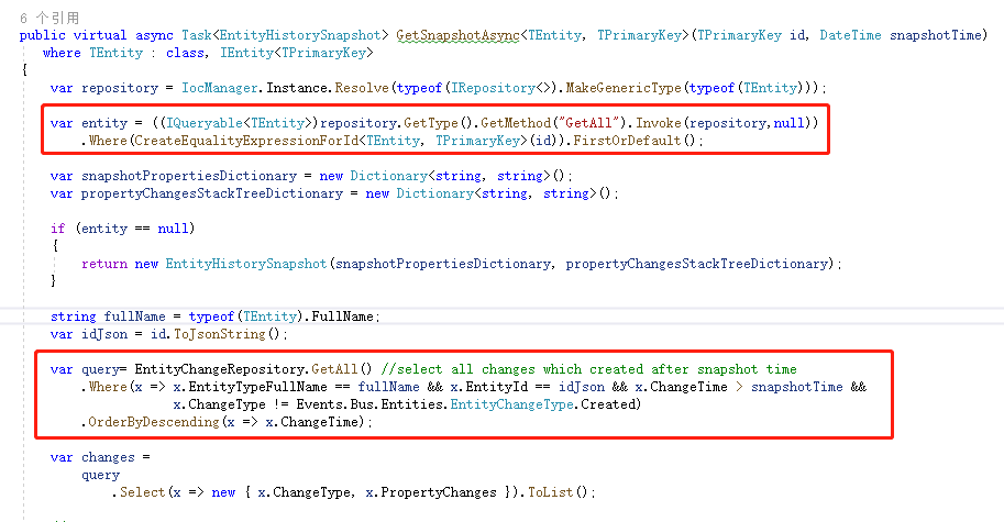 EntitySnapshotManager.GetSnapshotAsync() throw a exception"cannot access a disposed object ...