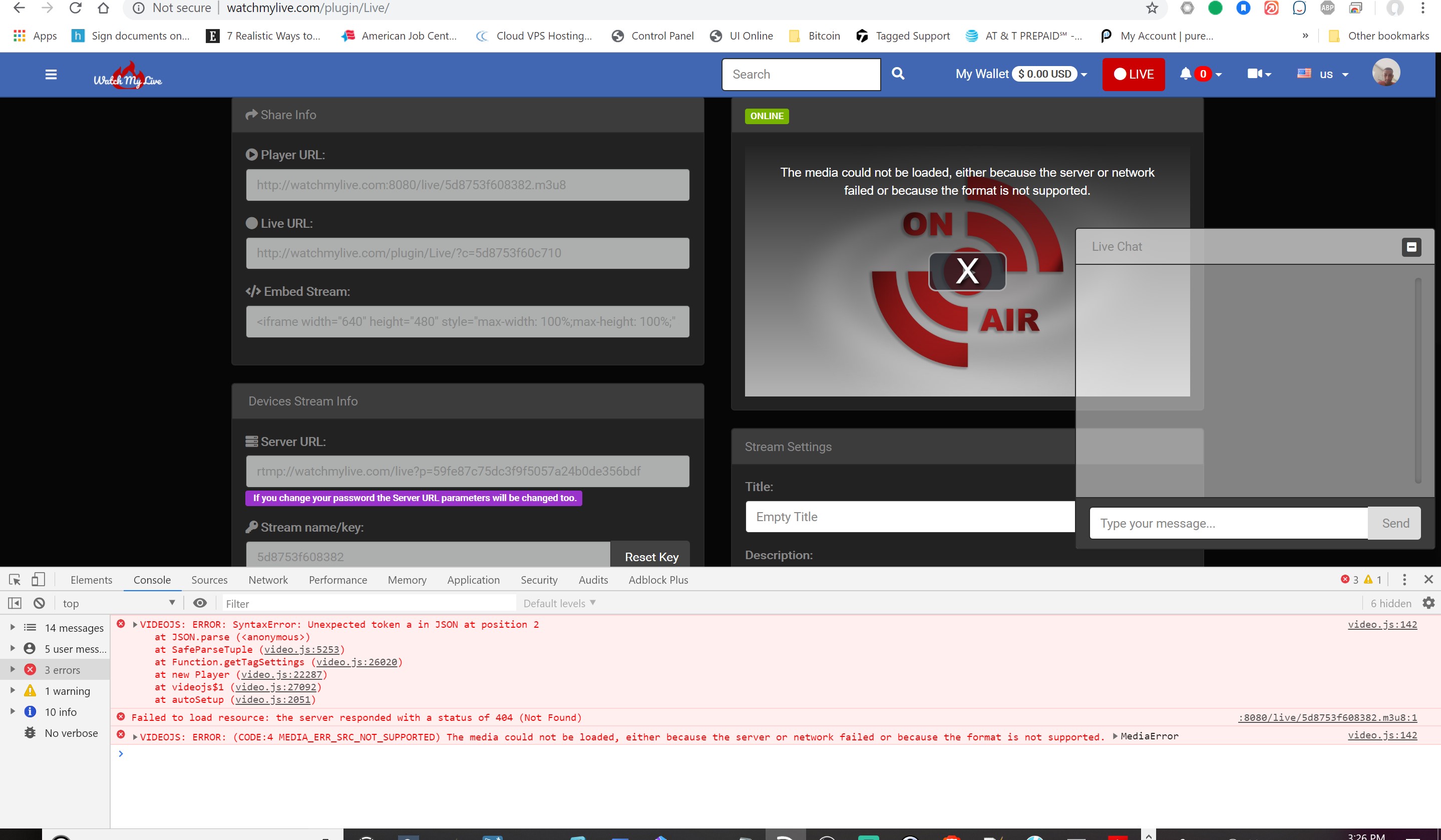 VIDEOJS: ERROR: SyntaxError: "JSON.parse: expected property name or '}' at line 1 column 3 of ...
