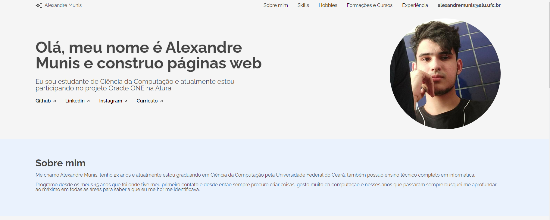 GitHub - AlexandreMun/challenge-one-portfolio: Desafio da oracle one de um porfolio