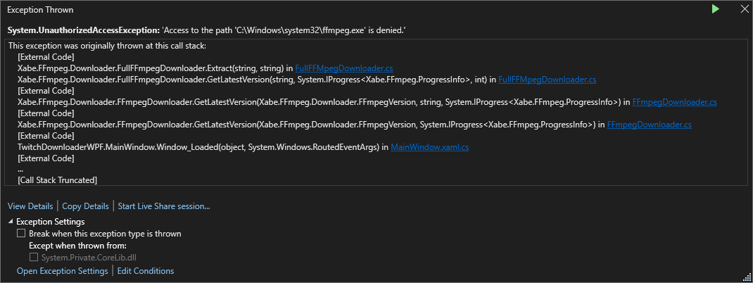 Crash when starting from Start Menu search · Issue #306 · lay295/TwitchDownloader · GitHub