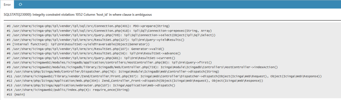 Host Details broken - Integrity constraint violation: 1052 Column 'host_id' in where clause is ...