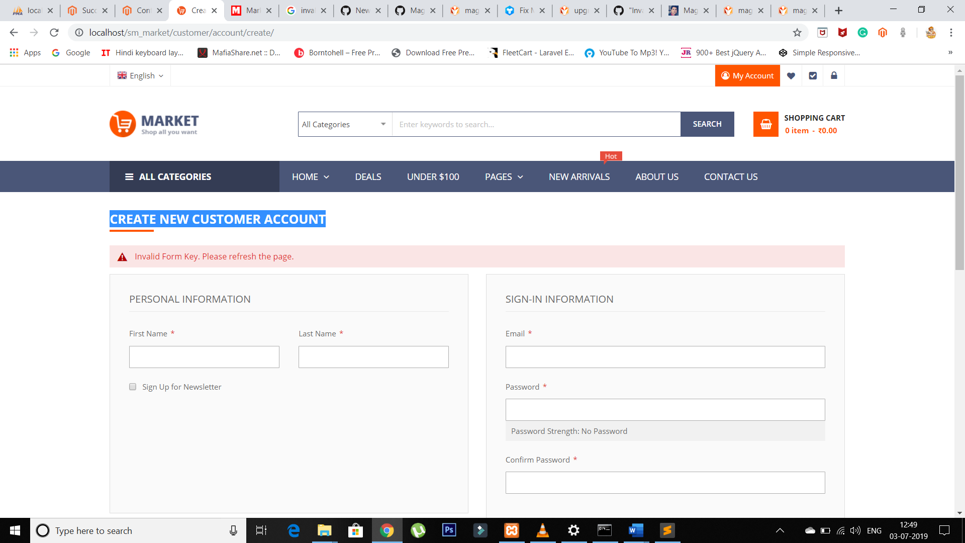 Magento 2.3 Error: "Invalid Form Key. Please refresh the page." When create new customer account ...