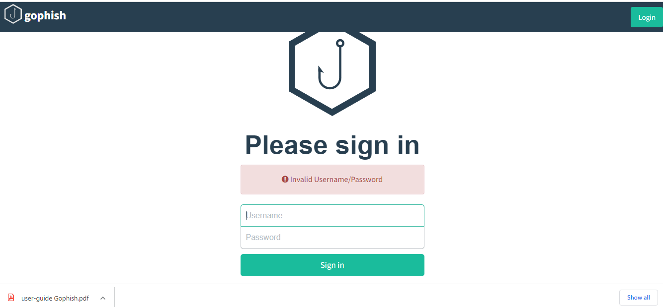 Invalid Username/Password · Issue #2393 · gophish/gophish · GitHub