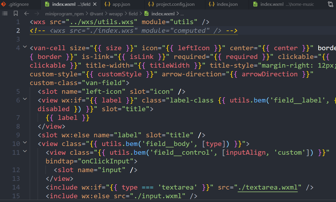 小程序开发时构建npm，打完的包引入组件wxml编译报错 · Issue 4824 · Youzanvant Weapp · Github