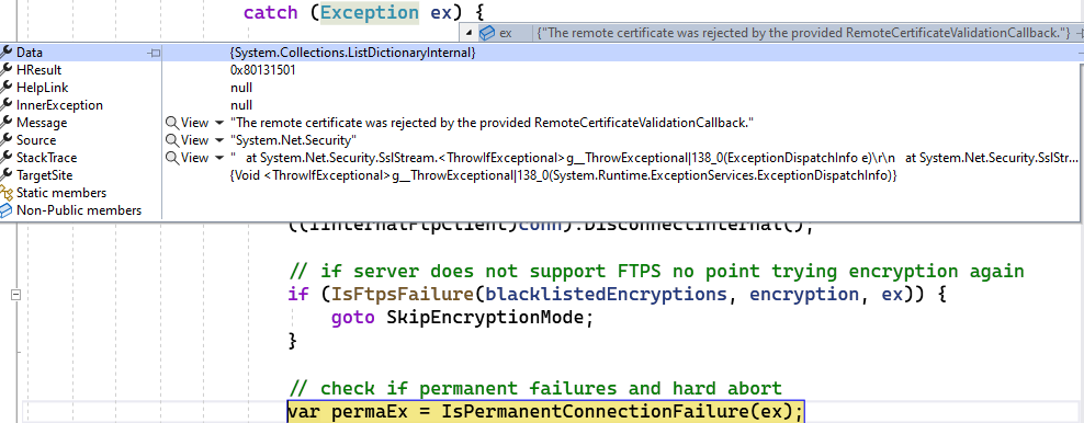 Dubious code in ConnectModule.IsPermanantConnectionFailure · Issue #1247 · robinrodricks ...