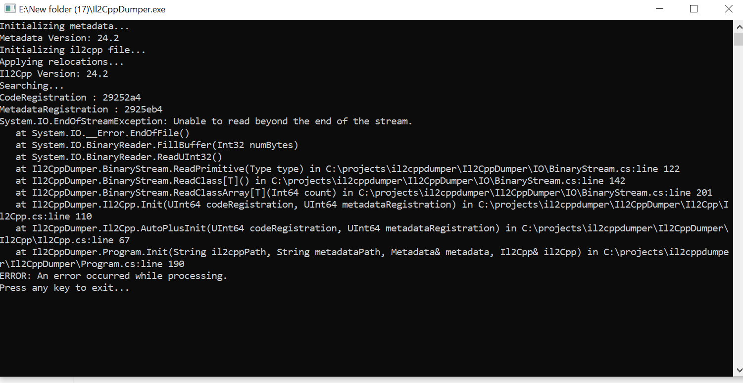 Error · Issue #431 · Perfare/Il2CppDumper · GitHub